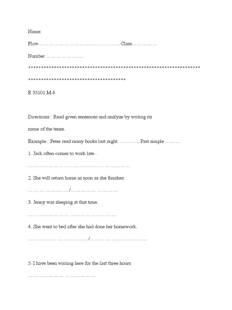 12 Tense Exercises with Answers | PDF
