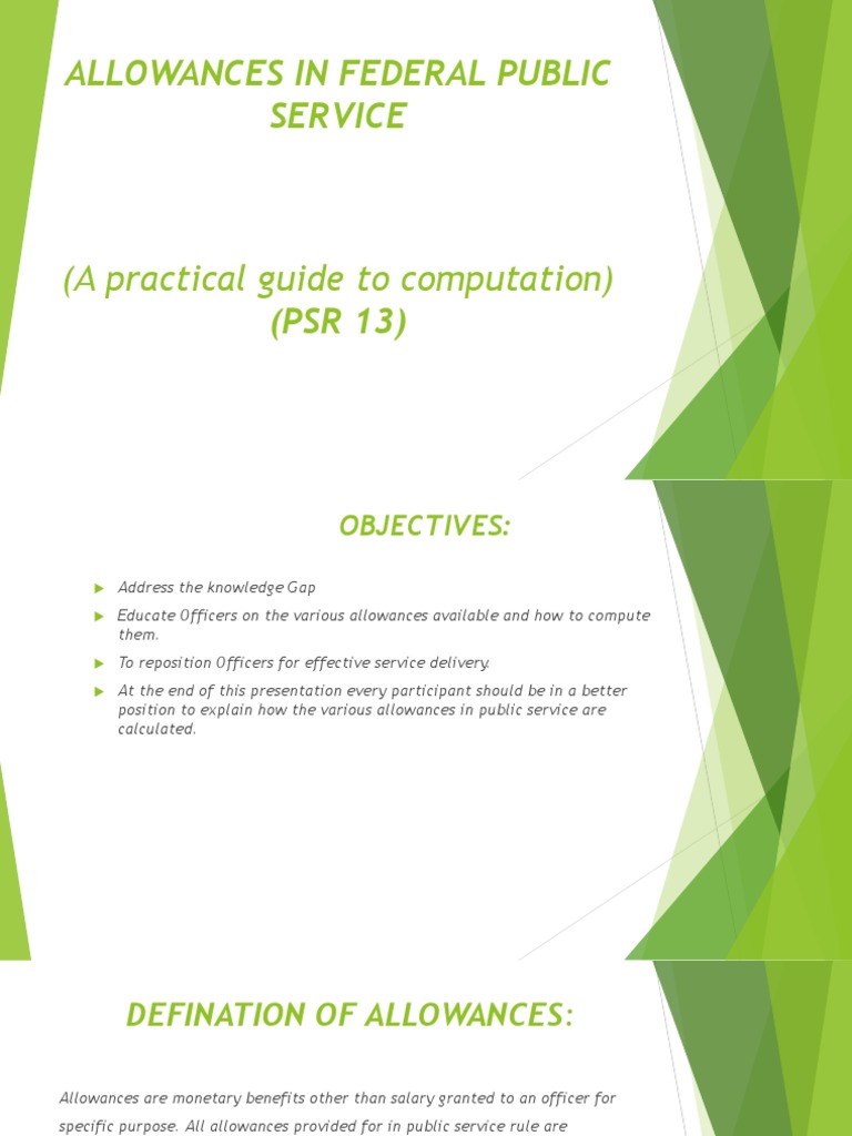Federal Public Service Allowances Guide | PDF | Overtime | Salary