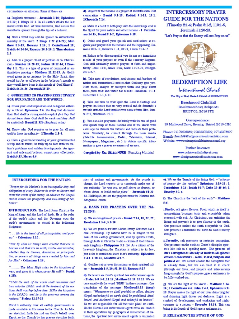 Intercessory Prayer Guide For Nations | Download Free PDF | Prayer ...