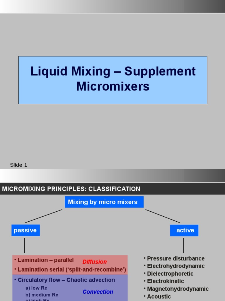 Micromixing Techniques Overview | PDF | Reynolds Number | Dynamics ...