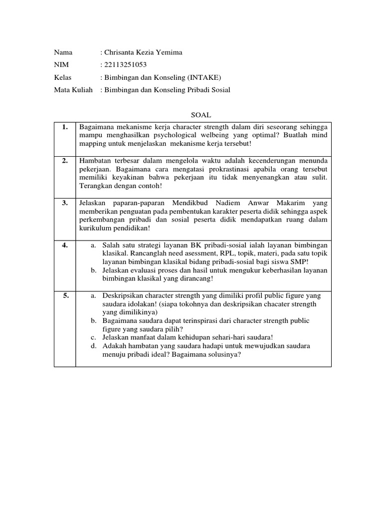 2 - Chrisanta Kezia Yemima - UAS BK PRIBSOS | PDF | Karier & Perkembangan