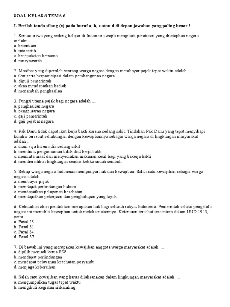 Kelas 6 - Tema 6 | PDF