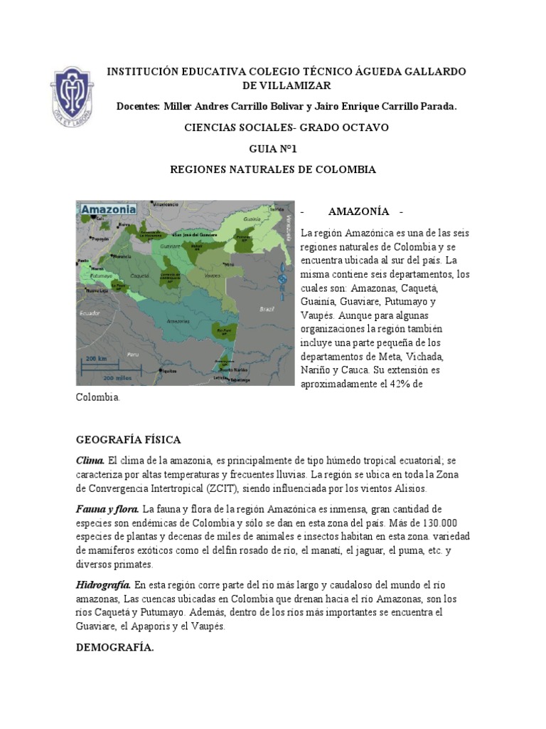 Guia 1 - 6 Regiones de Colombia | PDF | Colombia | Ciencias de la Tierra