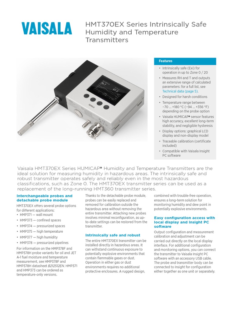 HMT370EX-Datasheet-B211825EN (1) | PDF | Humidity | Calibration