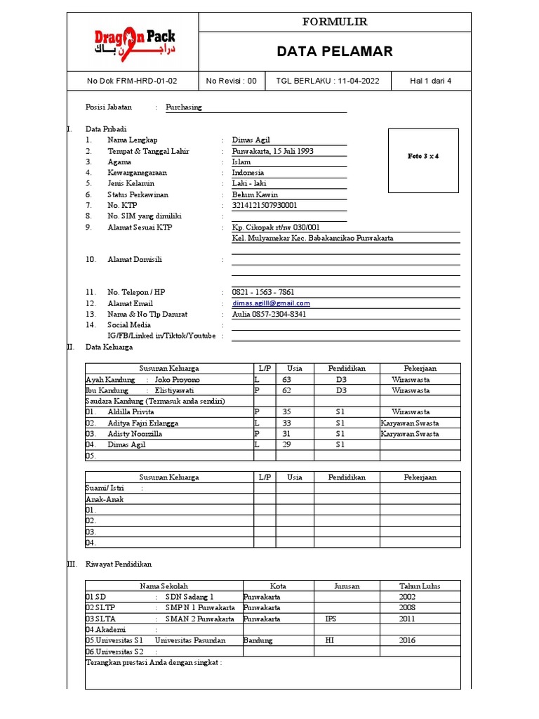 Aplikasi Form Pelamar | PDF