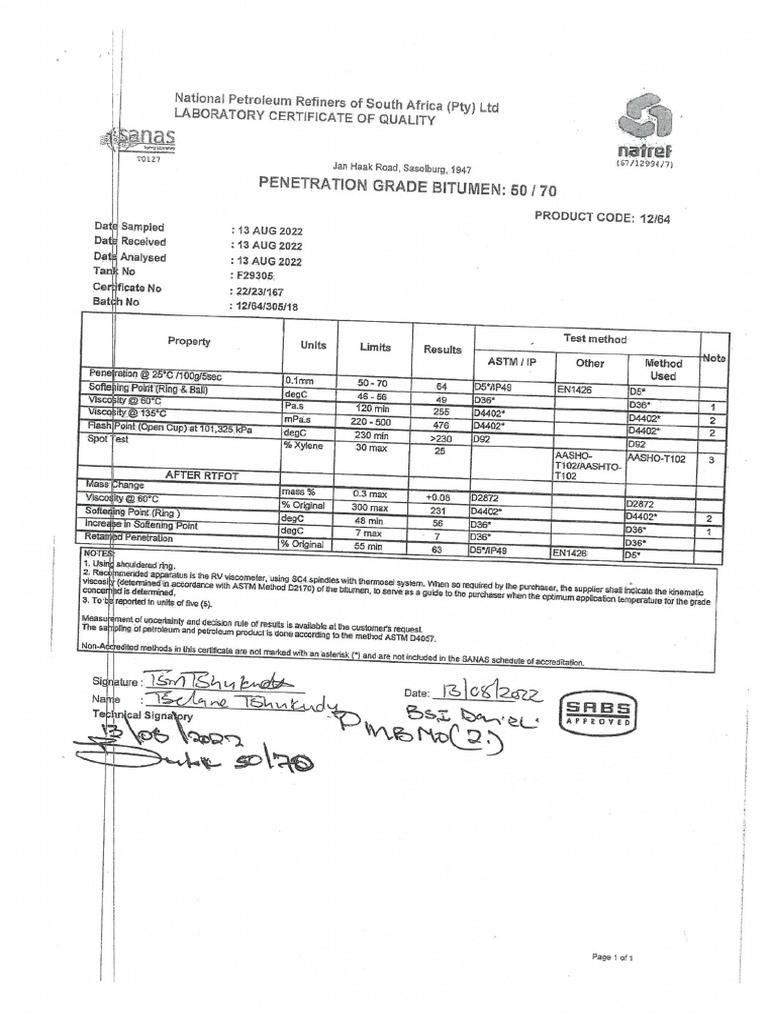 TDS 50-70pen Bitumen | PDF