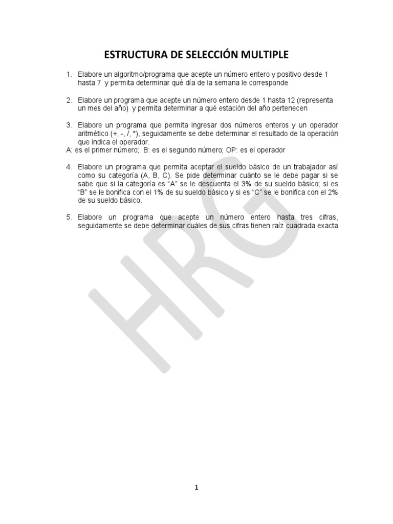 Estructura de Seleccion Multiple | PDF
