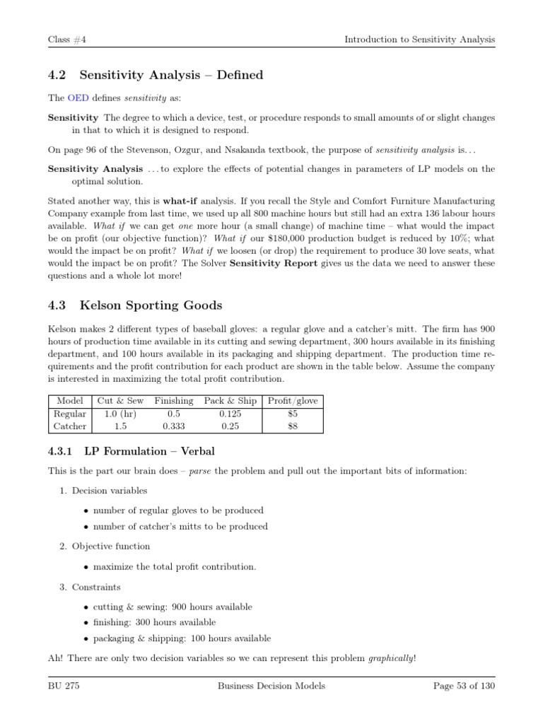 Sensitivity Analysis | PDF | Mathematical Optimization | Sensitivity Analysis