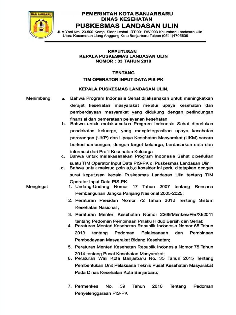 PDF SK Tim Operator Input Data Pis PK Compress | PDF