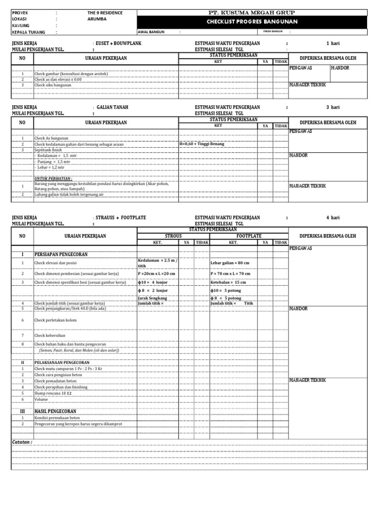 Form Progres Bangunan | PDF
