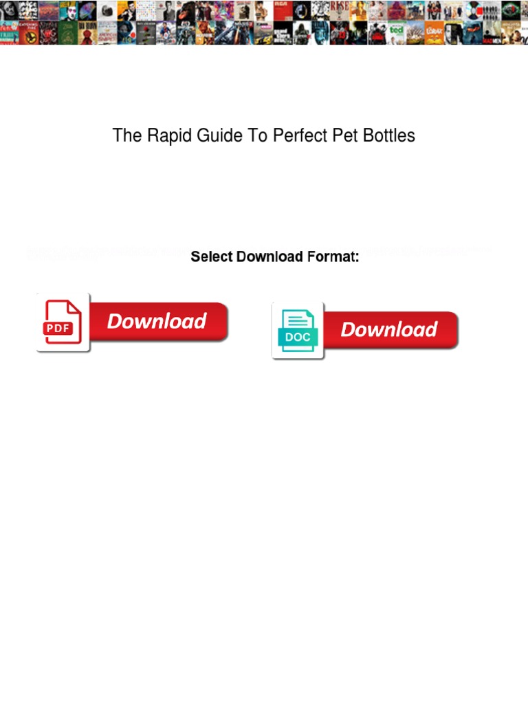 Perfect Pet Bottles: A Rapid Guide | PDF | Plastic | Infection