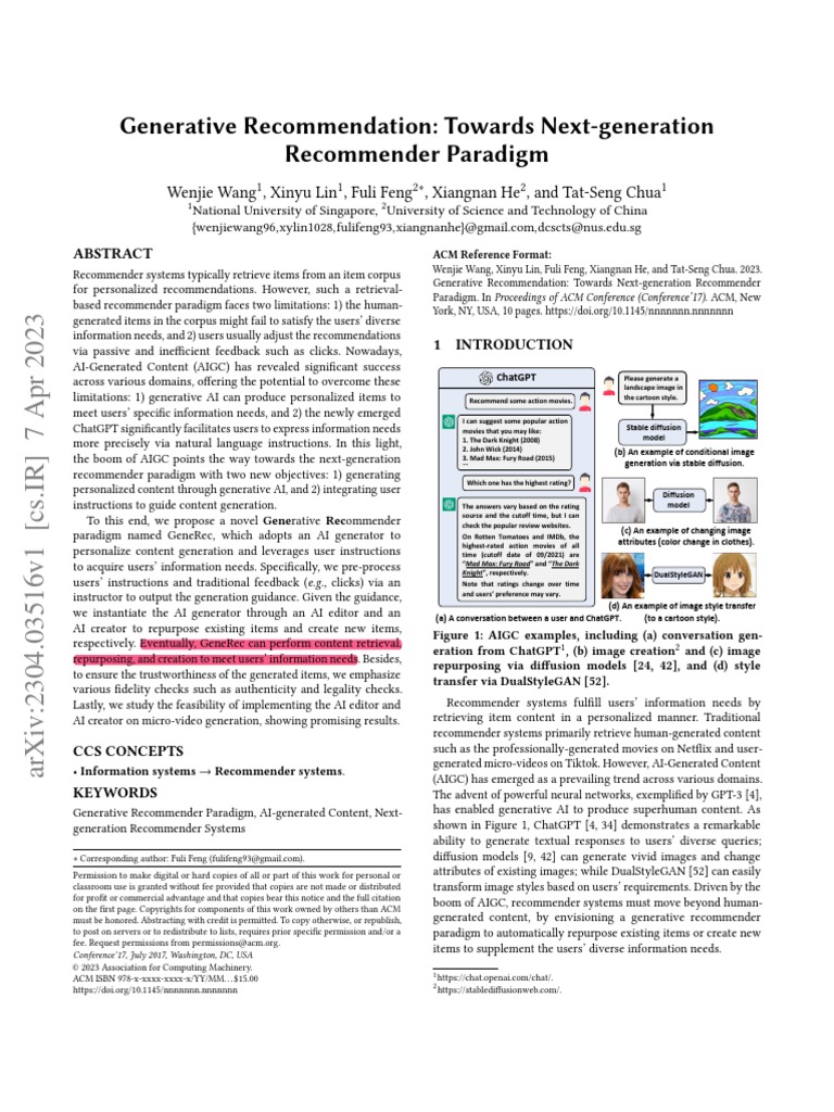 Singapore - 202304 - Generative Recommendation - Towards Next ...