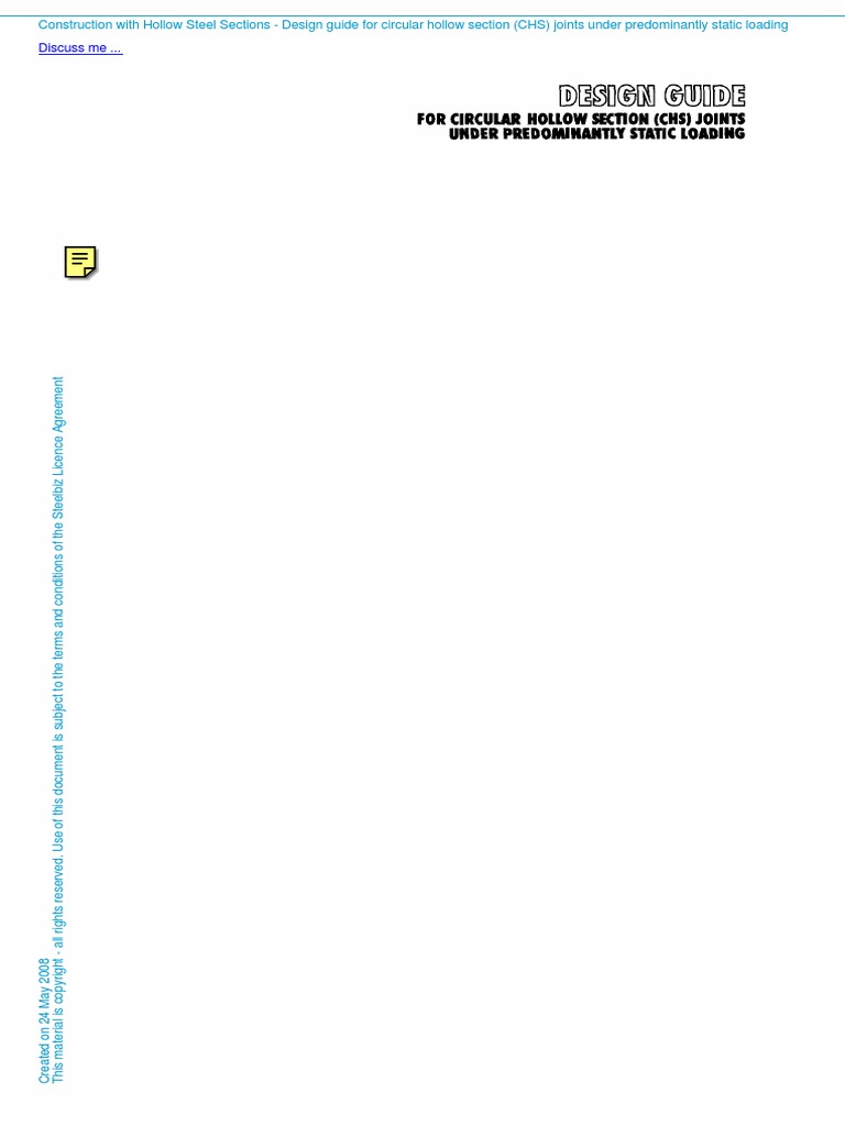 CIDECT 1 - CHS Joint Under Static Loading | PDF | Truss | Civil Engineering