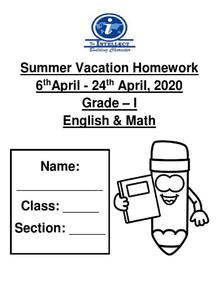 Summer Vacation Homework (Grade - I ) 2019-20 | PDF | Homework | Noun