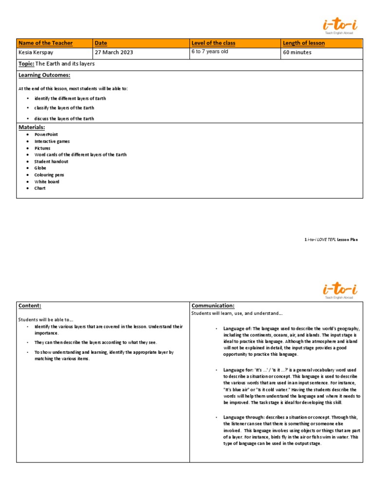 Teaching Other Subjects in Engish Assignment | PDF | Lesson Plan ...