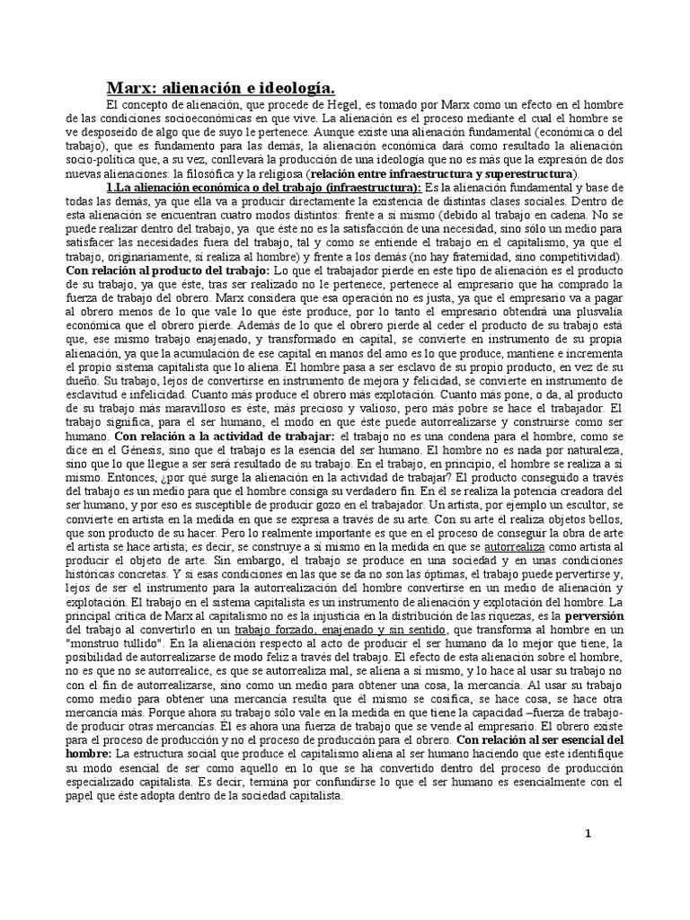 Alienacion e Ideologia | PDF | La teoría de la alienación de Marx ...