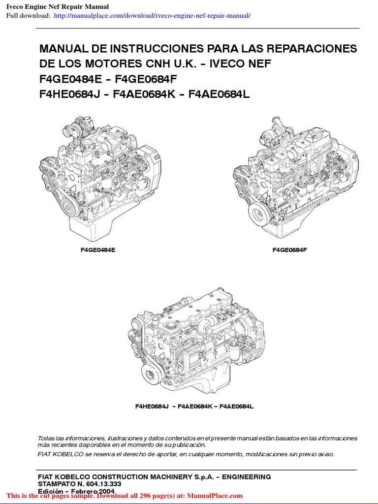 Iveco Engine Nef Repair Manual | PDF | Inyección de combustible | Bomba