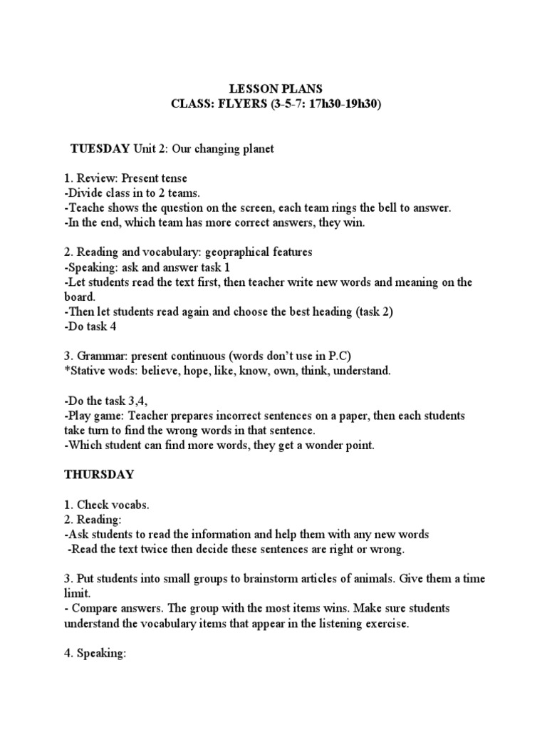 Lesson Plans-Ket | PDF | Vocabulary | Question