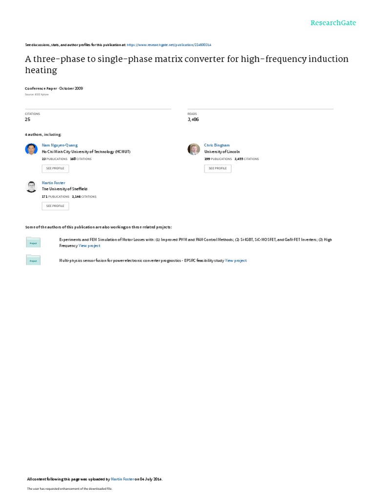 A Three Phase To Single Phase Matrix Converter For Pdf Power Inverter Power Supply
