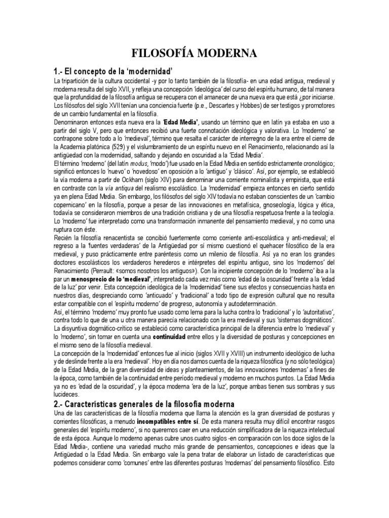 Características de la Filosofía Moderna | PDF | Filosofía moderna ...