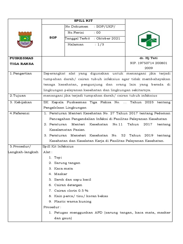 Prosedur Spill Kit untuk Tumpahan Infeksius | PDF | Sains & Matematika