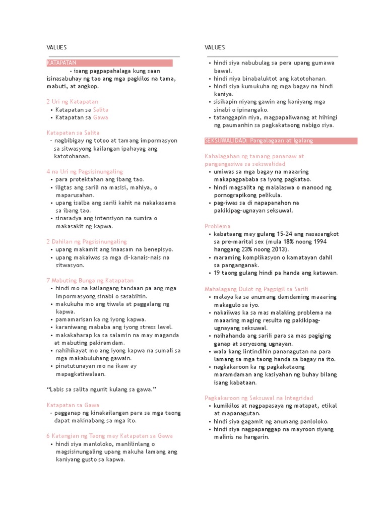 Values Notes | PDF