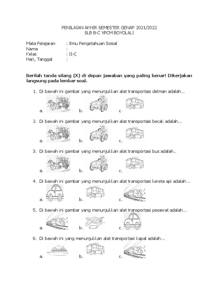Soal IPS SDLB-C/C1 Kelas I | PDF