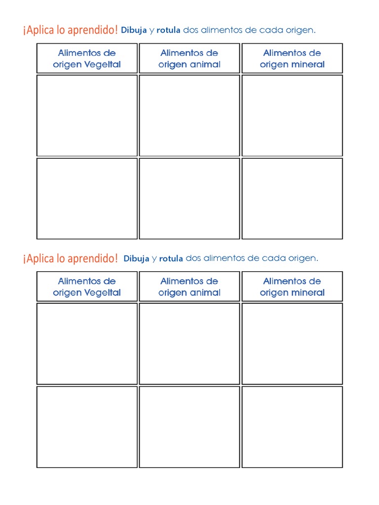Ficha - Origen de Los Alimentos | PDF | Artes del Lenguaje y Comunicación