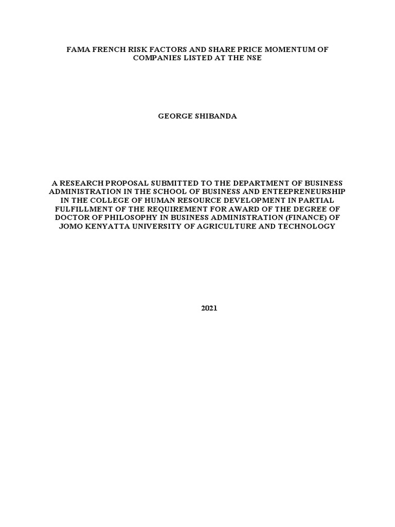 Shibanda Proposal 31-8-2021 (400) Final | PDF | Modern Portfolio Theory ...
