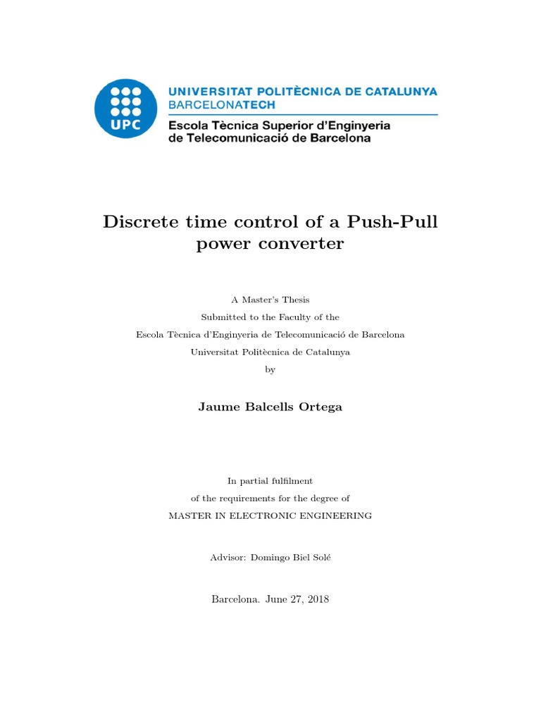 Discrete Time Control of A Push-Pull Power Converter - JBO - TFM | PDF ...