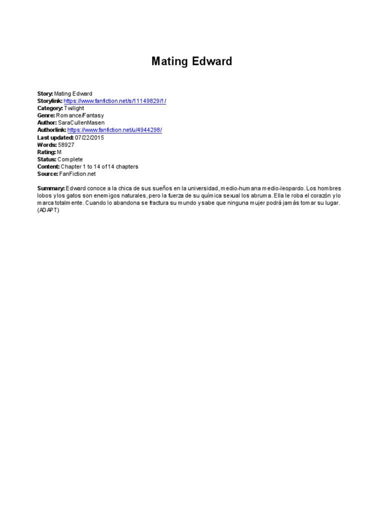 SaraCullenMasen Mating Edward | PDF | Pelo | Amor