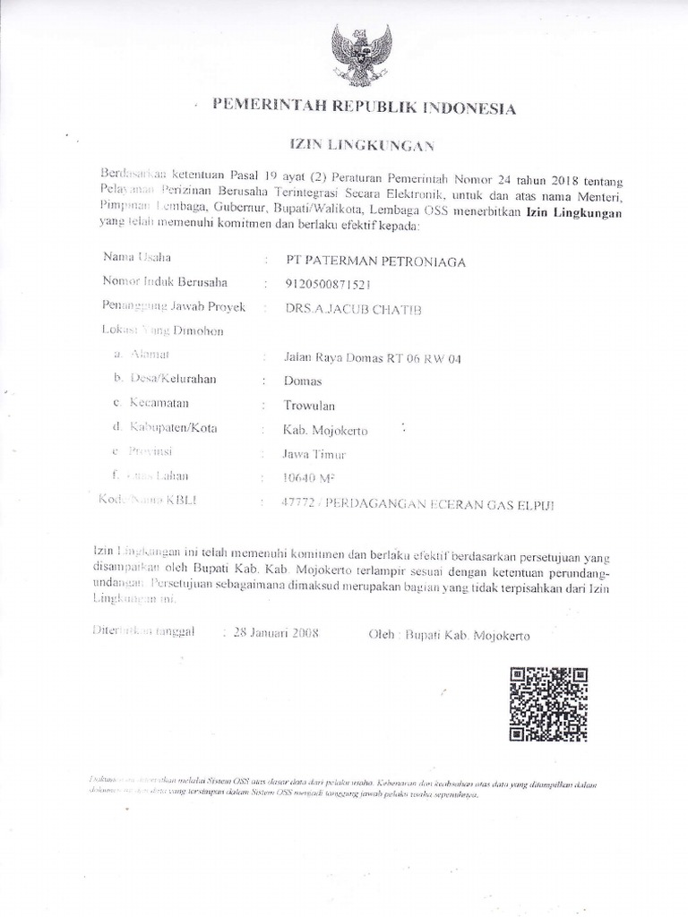 Izin Lingkungan OSS | PDF | Sains & Matematika | Sejarah