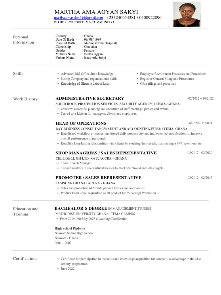 Martha Agyan Sakyi ##2# | PDF | Ghana | Accra