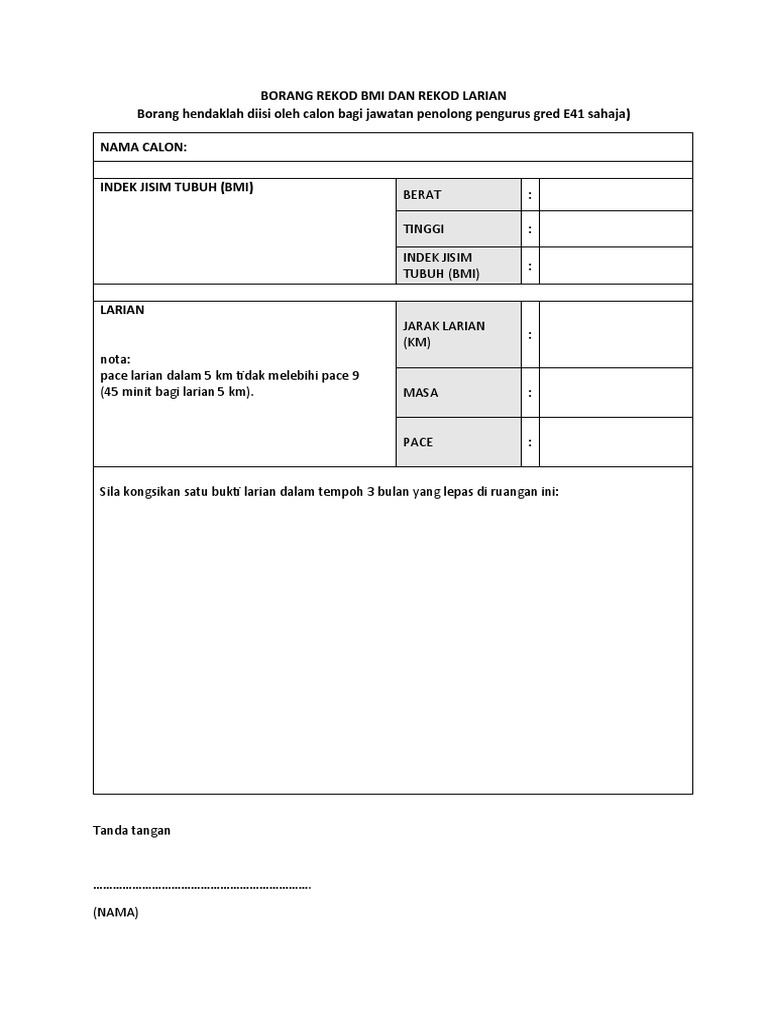 borang_rekod_bmi_dan_rekod_larian | PDF