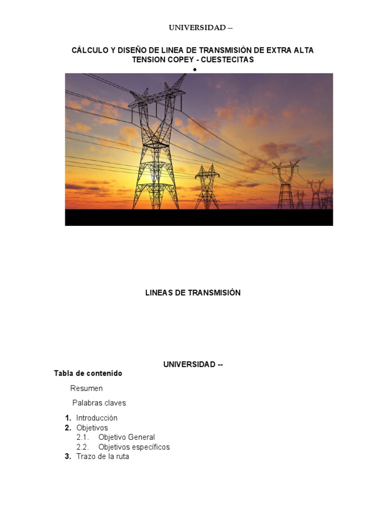 Calculo y Diseno de Linea de Transmision | PDF | Transmisión de energía eléctrica | Línea de ...