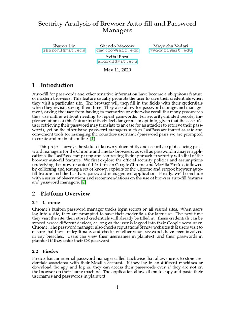 Browser Auto-fill Security Analysis | PDF | Password | Encryption