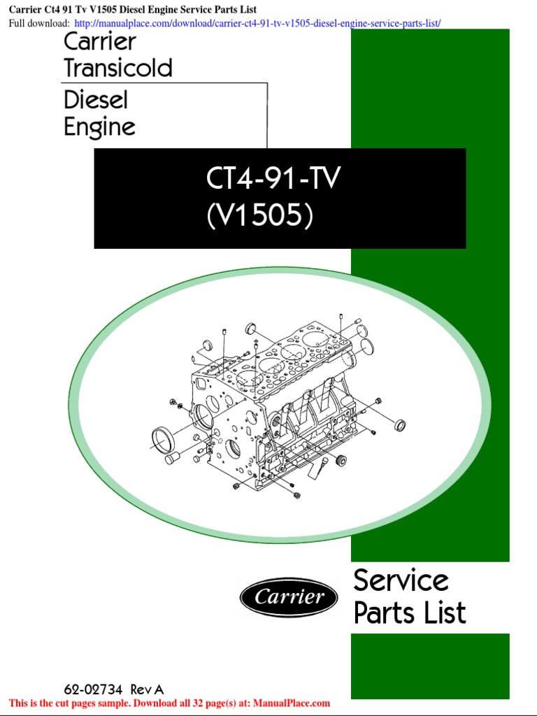 Carrier Ct4 91 TV v1505 Diesel Engine Service Parts List | PDF ...