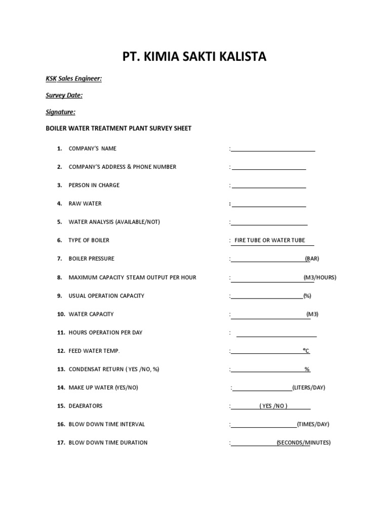 Boiler+Survey+Sheet+(2)_abcdpdf_pdf_to_word | PDF | Water | Boiler