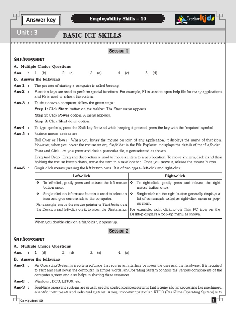 'Employability Skills-PART-A Unit-3 Class 10 | PDF | Operating System ...
