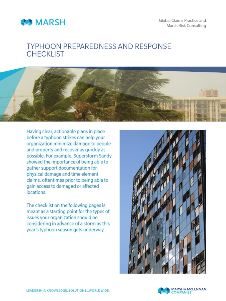 Typhoon Preparedness And Response Checklist Asia Pdf Insurance