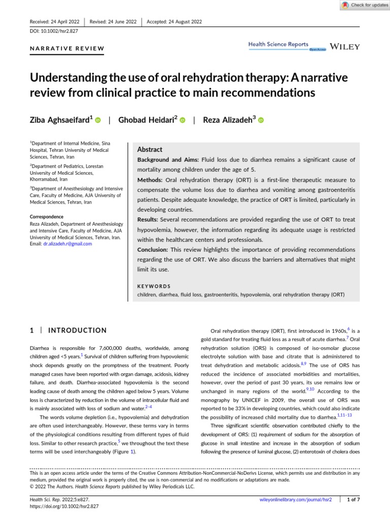 Understanding The Use of Oral Rehydration Therapy | PDF | Dehydration ...