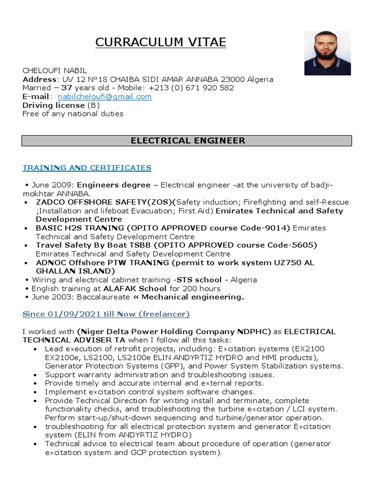 CV Nabil Updated 2023 | PDF | Electric Generator | Electric Motor