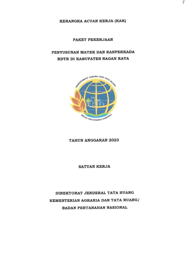KAK Penyusunan Matek Dan Ranperkada RDTR Di Kabupaten Nagan Raya | PDF KAK Penyusunan Matek Dan Ranperkada RDTR Di Kabupaten Nagan Raya | PDF