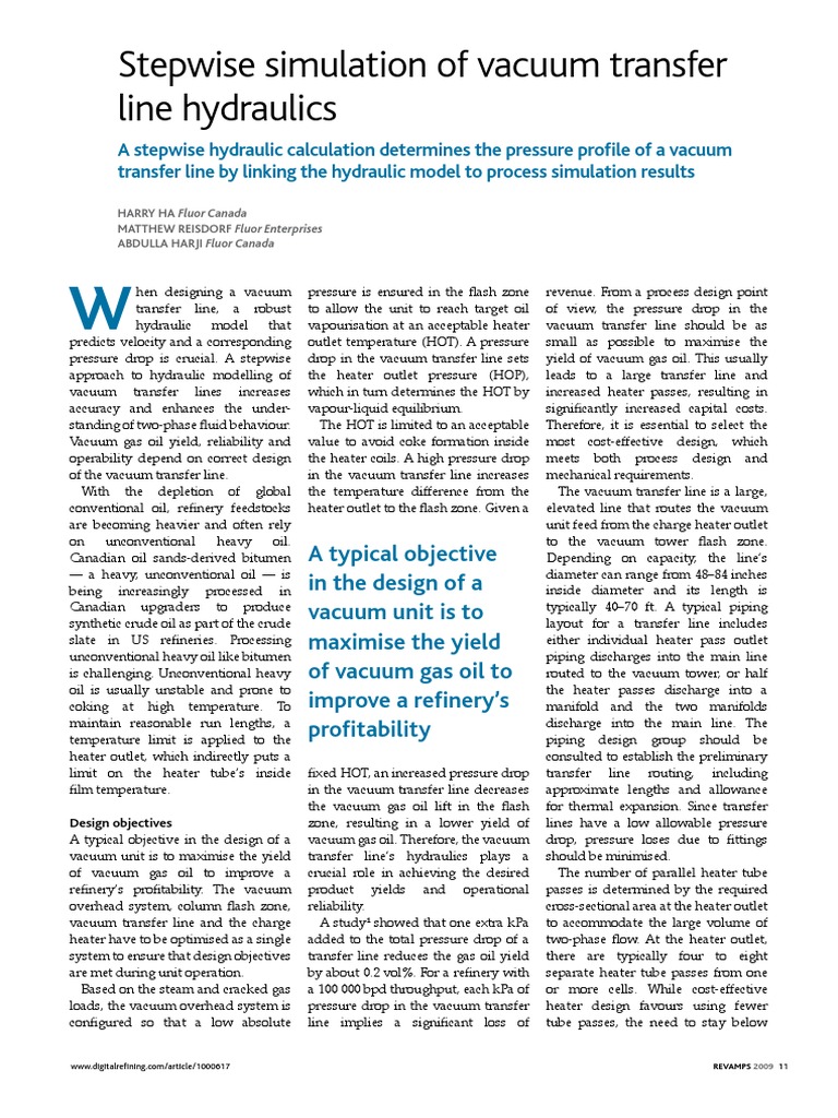 Stepwise Simulation of Vacuum Transfer Line Hydraulics | PDF | Gases ...
