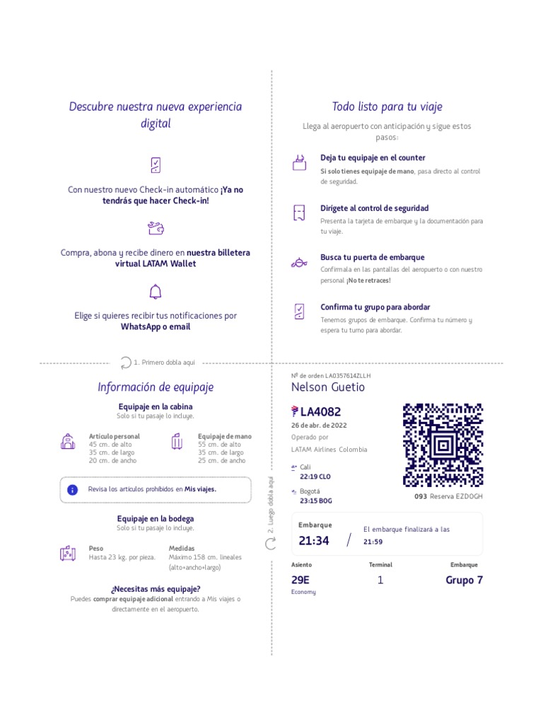 Tarjeta de Embarque - LATAM Airlines | PDF | Aviación | Transporte