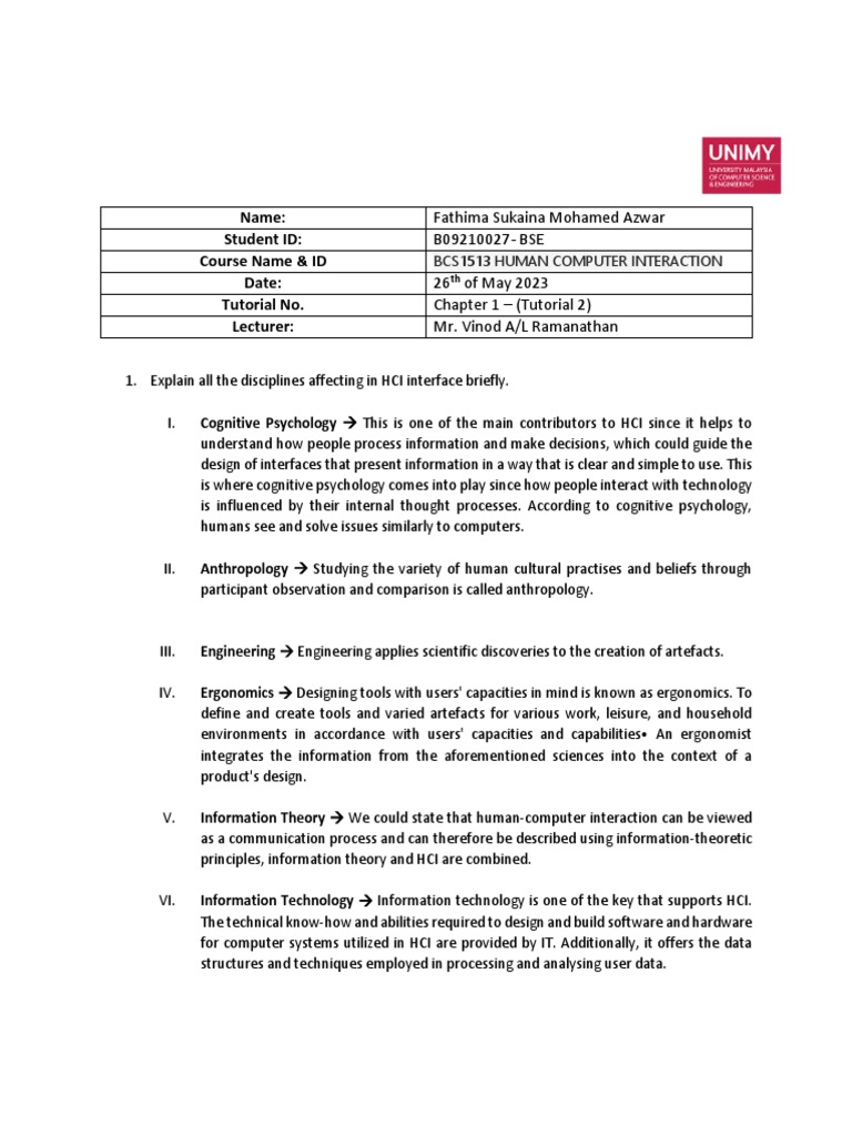 Tutorial 2 - Sukaina | PDF | Human–Computer Interaction | Human Factors ...