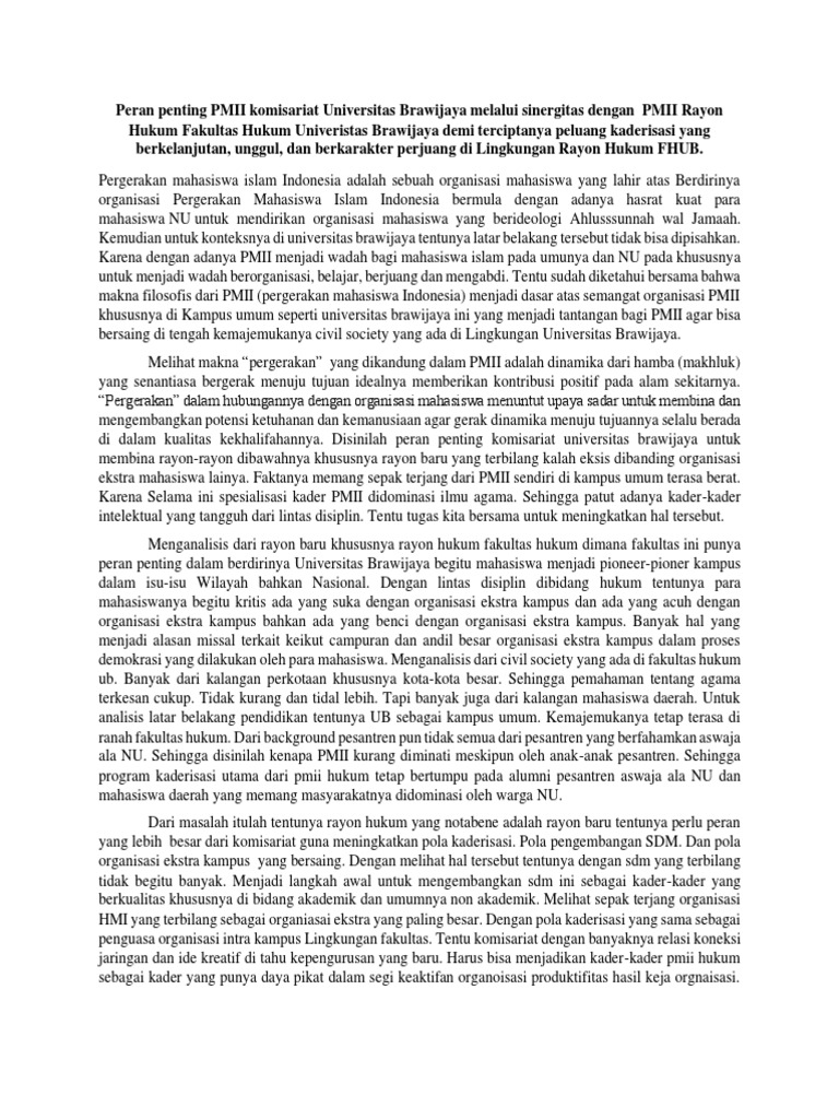 Essay PMII Brawijaya | PDF