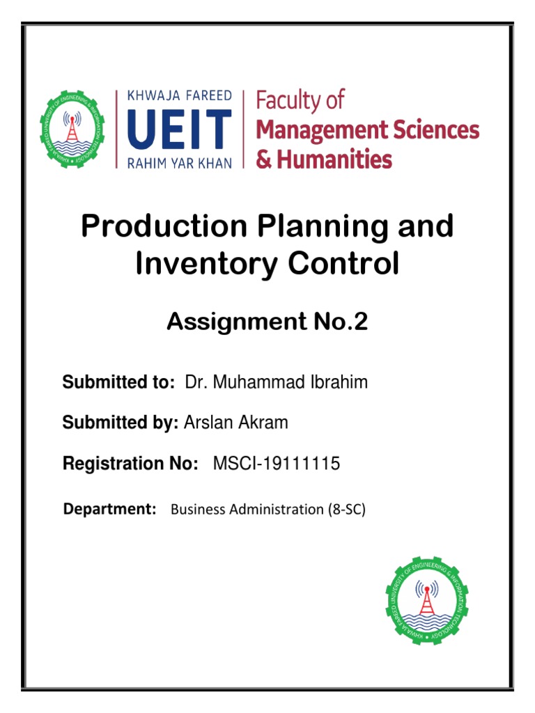 Production Planning | PDF | Inventory | Trade