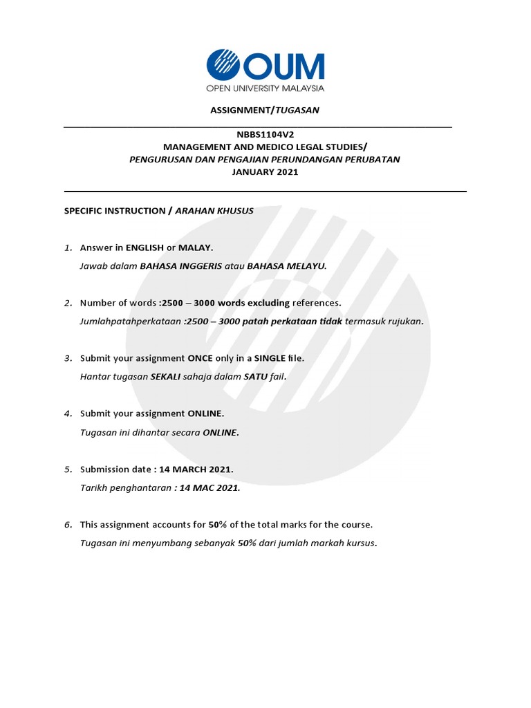 Assignment/Tugasan NBBS1104V2 Management and Medico Legal Studies/ JANUARY 2021 | PDF