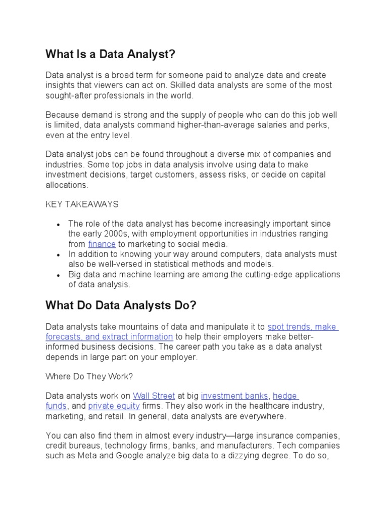 Data Analist | PDF | Financial Analyst | Analytics